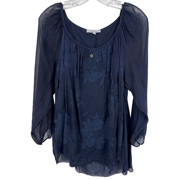 Tempo Paris | Tops | Tempo Paris Blouse Womens Size Large Silk Floral ...